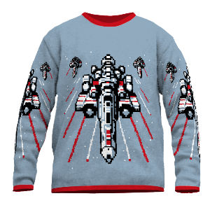 Sweater Pixel art spaceship cotton jacquard knit | Wildemasche